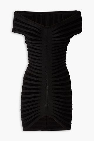 ALAÏA Off-the-shoulder velvet mini dress | THE OUTNET