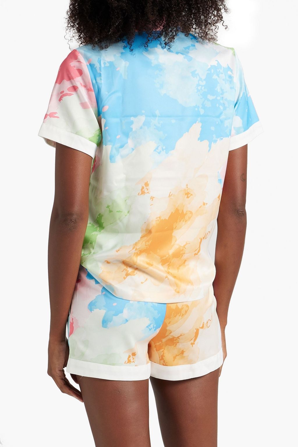 AUSTRALIA LUXE COLLECTIVE Exceptional Watercolor printed satin pajama ...