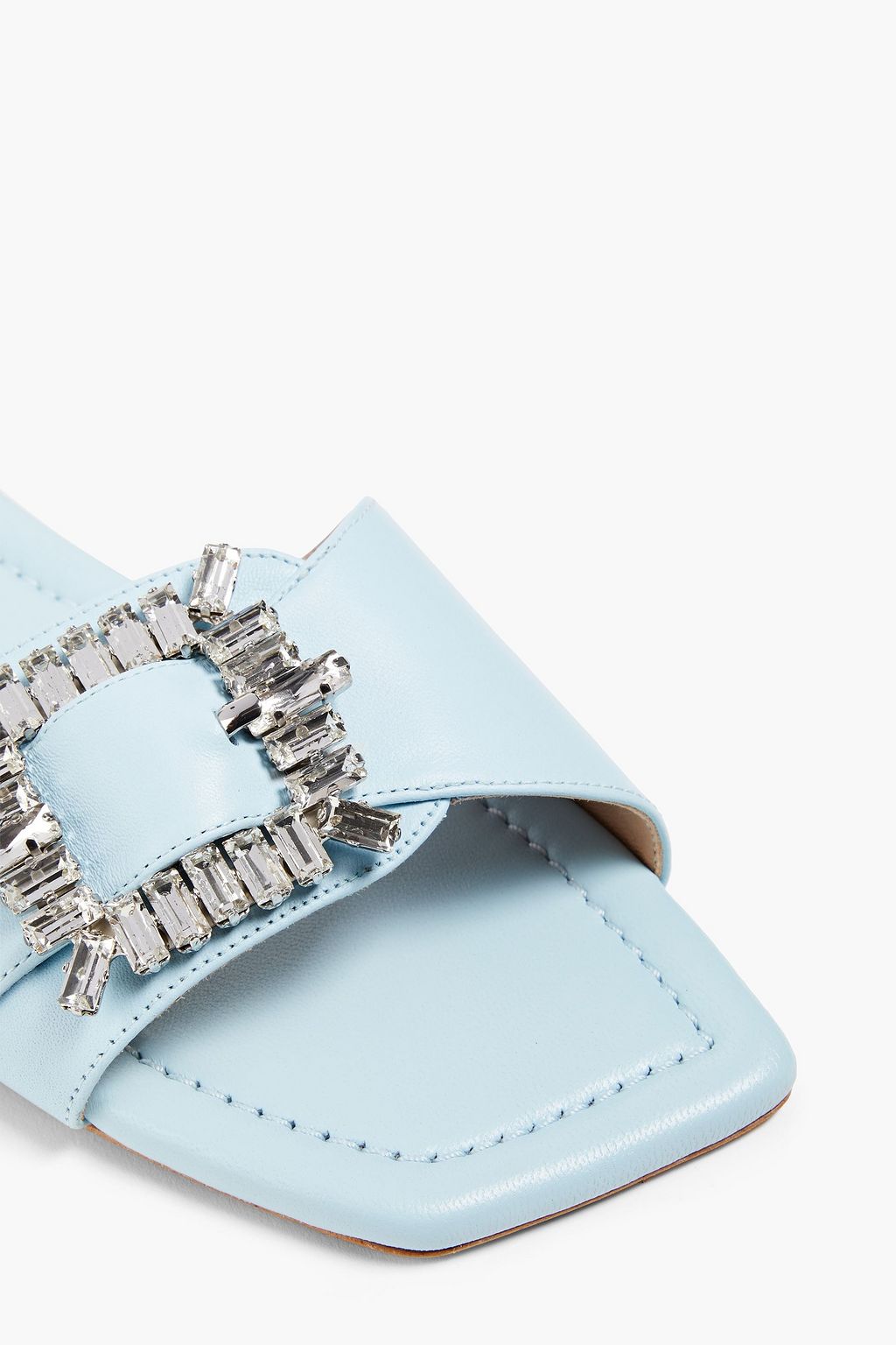 STUART WEITZMAN Embellished buckled leather slides | THE OUTNET