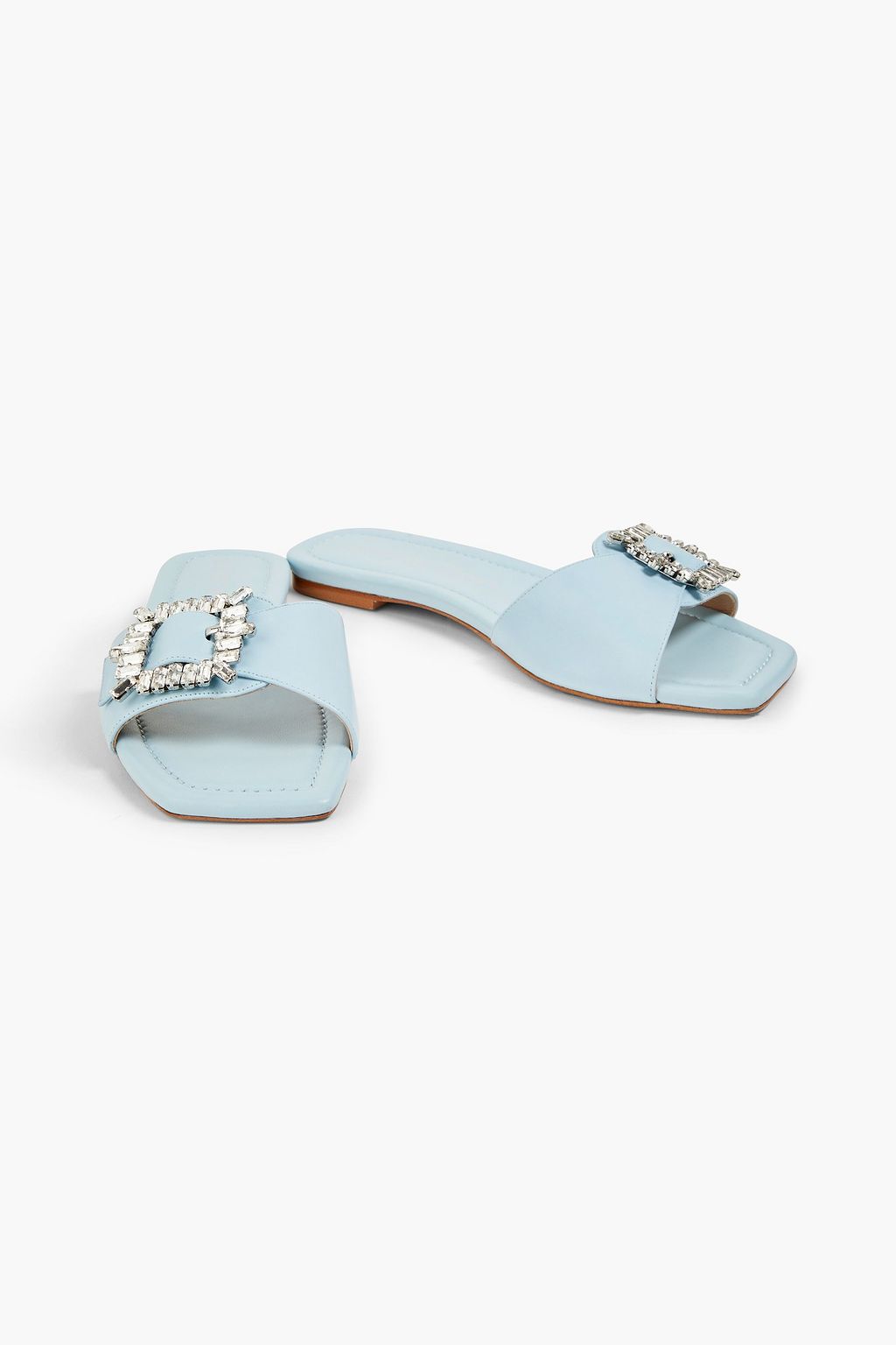 STUART WEITZMAN Embellished buckled leather slides | THE OUTNET