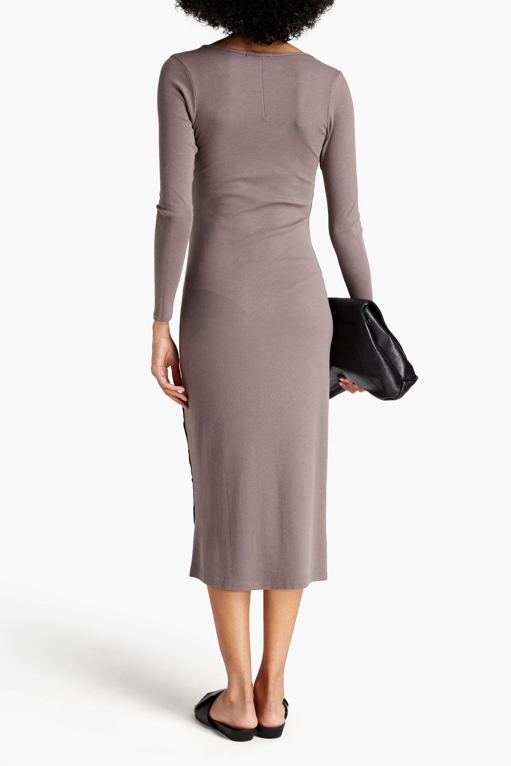 STATESIDE Snap-detailed ribbed jersey midi dress | THE OUTNET