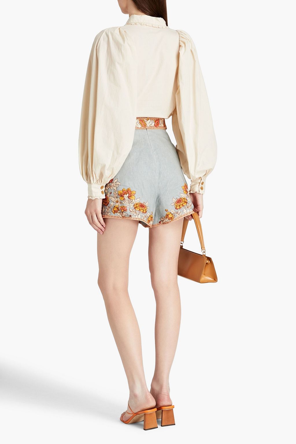 ZIMMERMANN Belted floral-print linen shorts | THE OUTNET