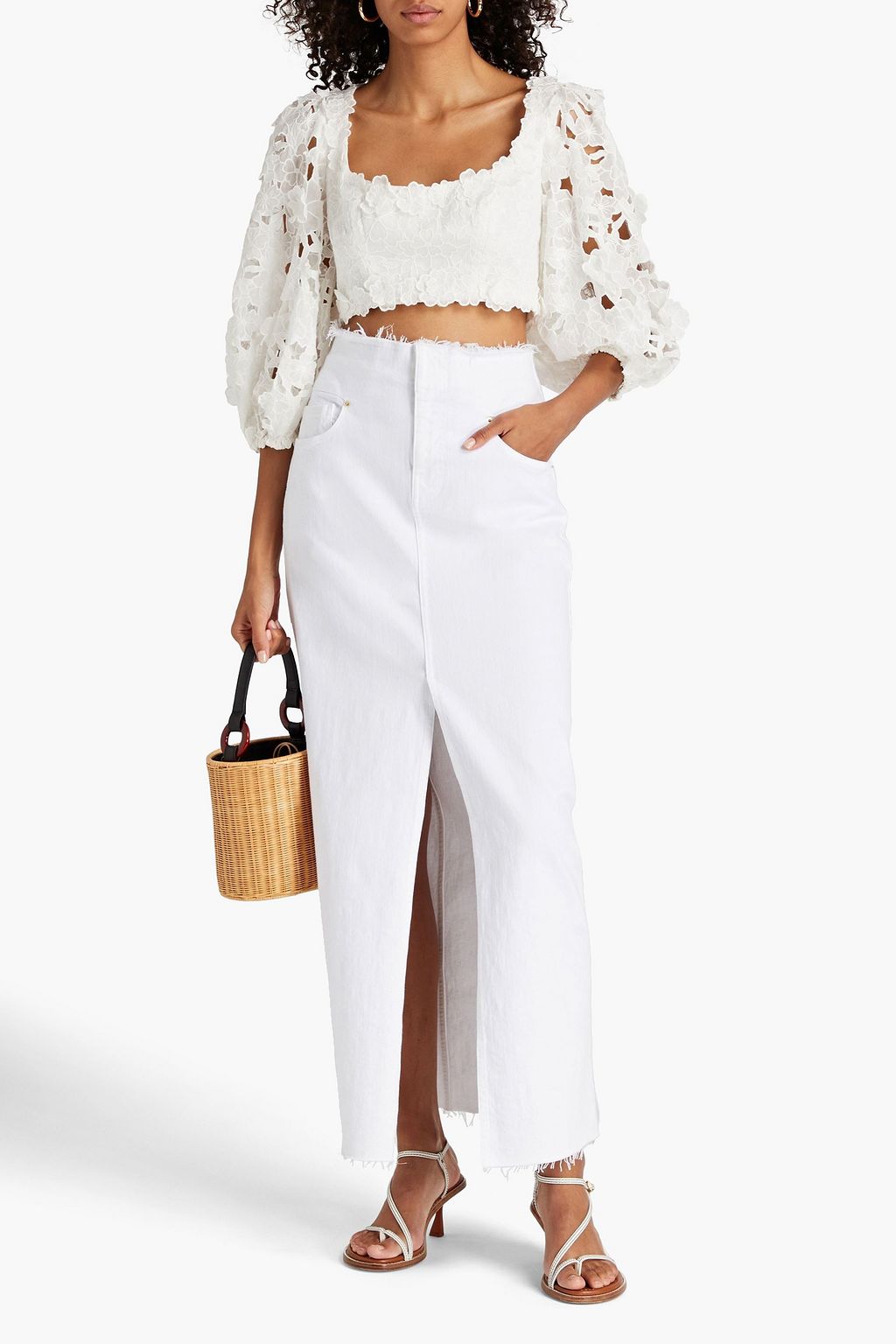 ZIMMERMANN Cropped ramie guipure lace top | THE OUTNET