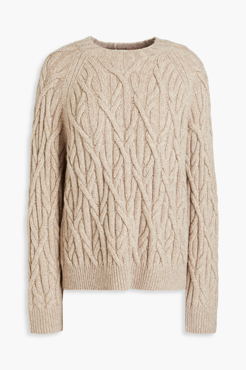 Vince Interlocking Cable Knit Merino Wool Blend Sweater In Beige | ModeSens