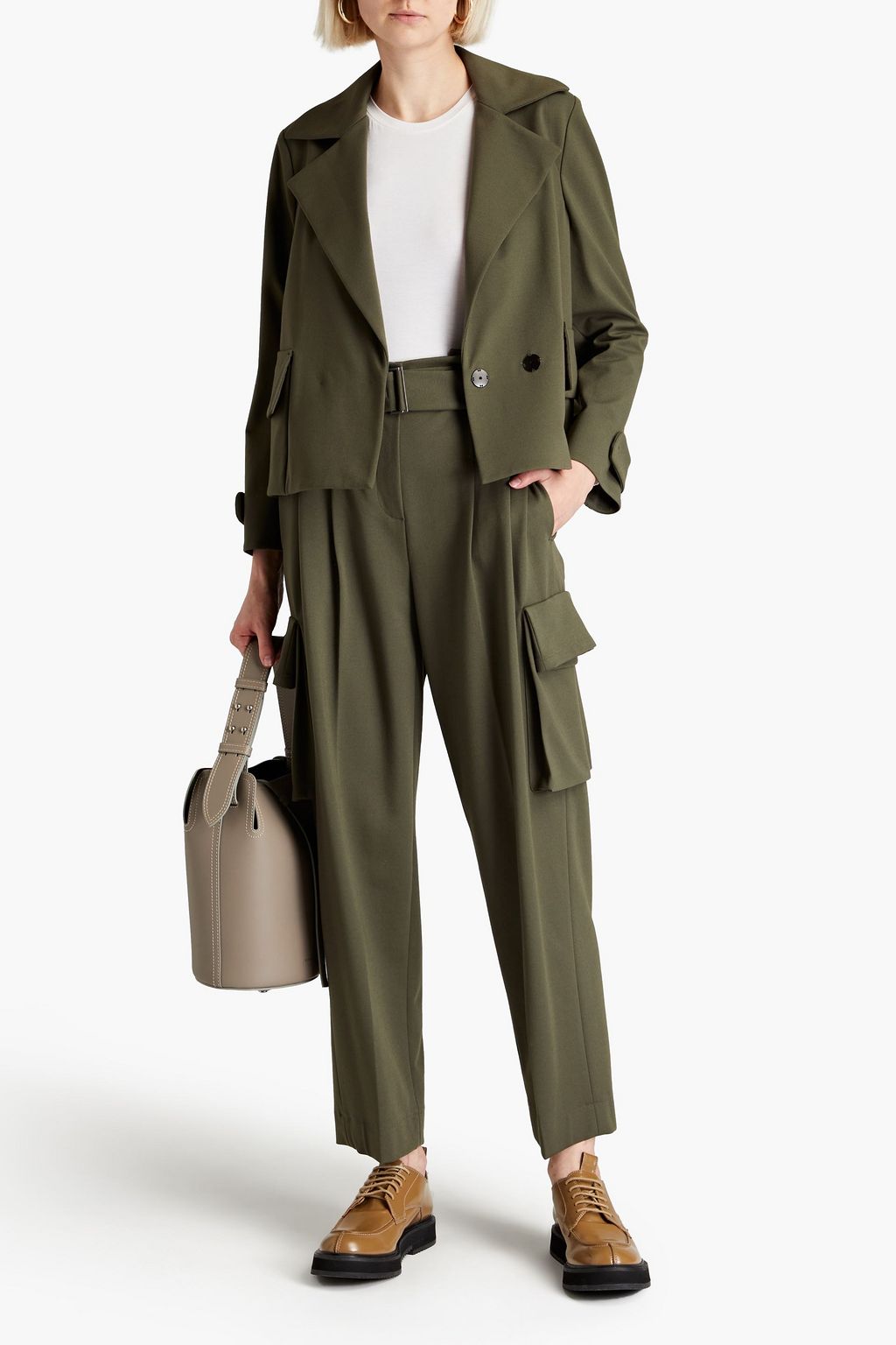LUISA CERANO Double-breasted stretch-ponte jacket | THE OUTNET