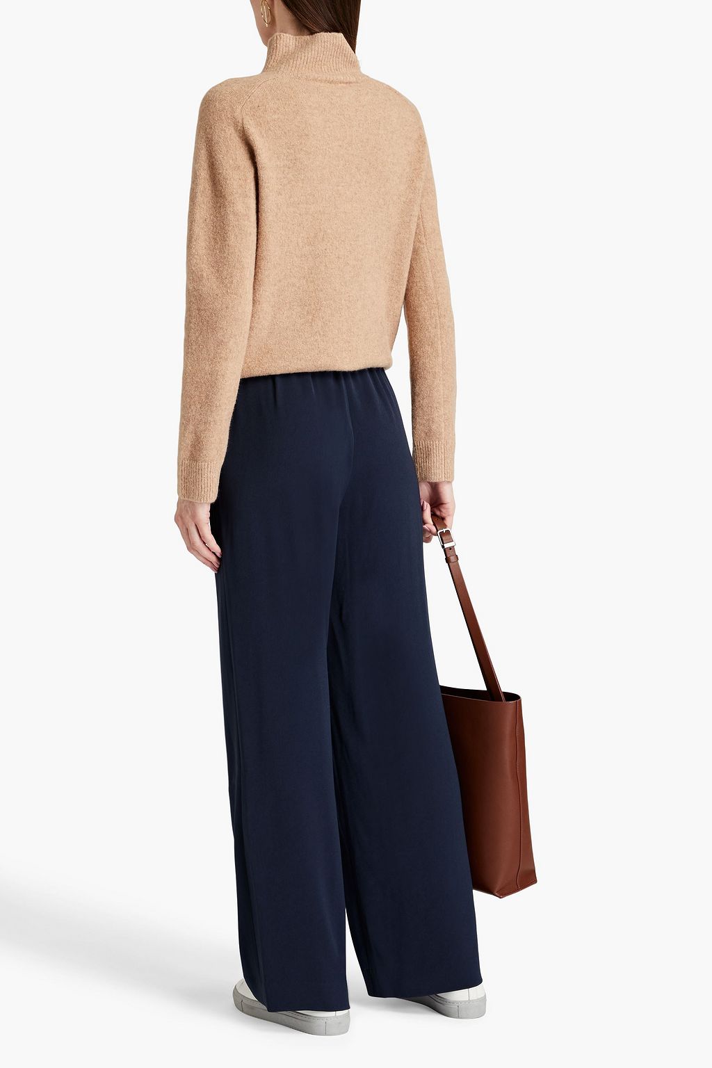 Navy Pleated crepe wide-leg pants | VINCE. | THE OUTNET