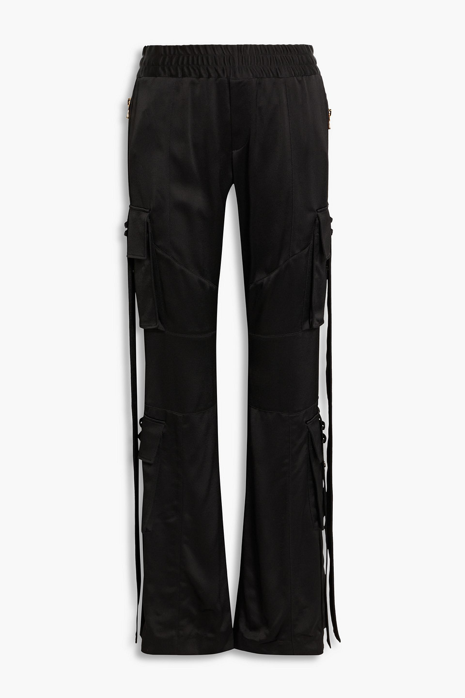 Balmain Satin Flared Cargo Pants In Black | ModeSens