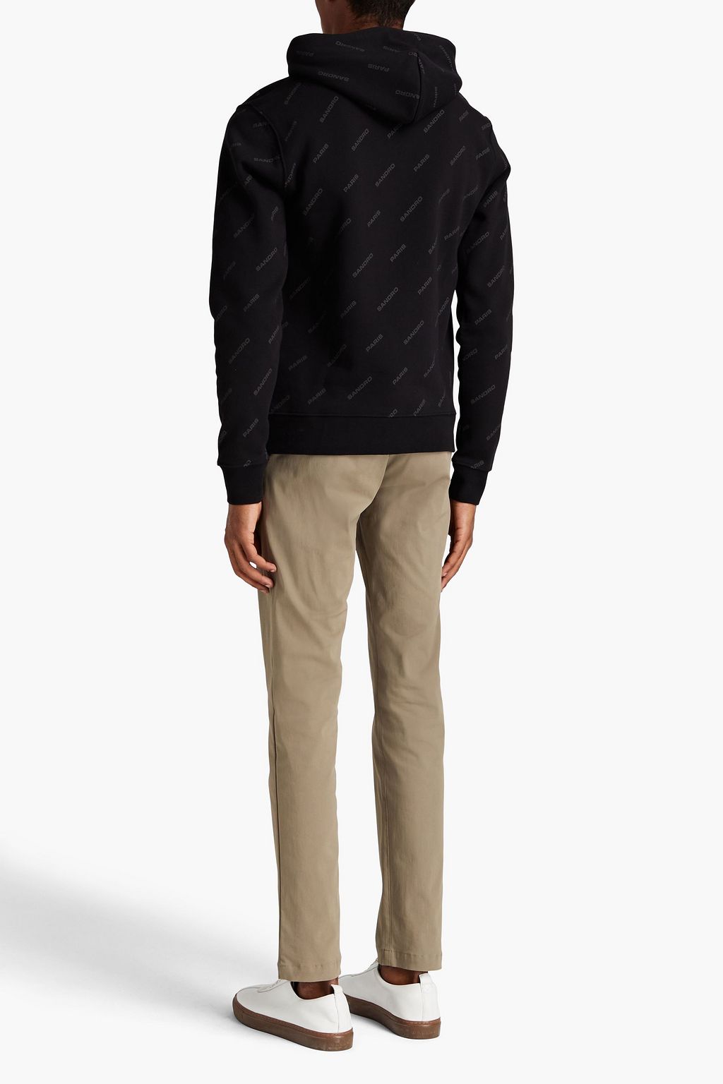 SANDRO Logo-print cotton-fleece hoodie | THE OUTNET