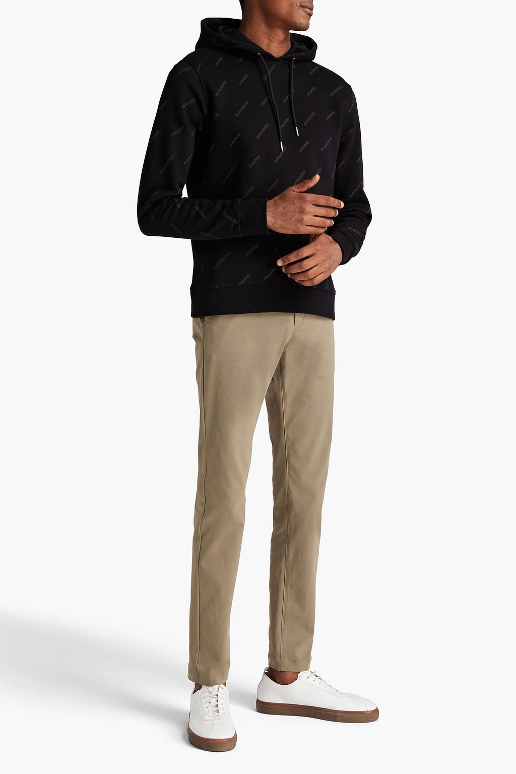 SANDRO Logo-print cotton-fleece hoodie | THE OUTNET