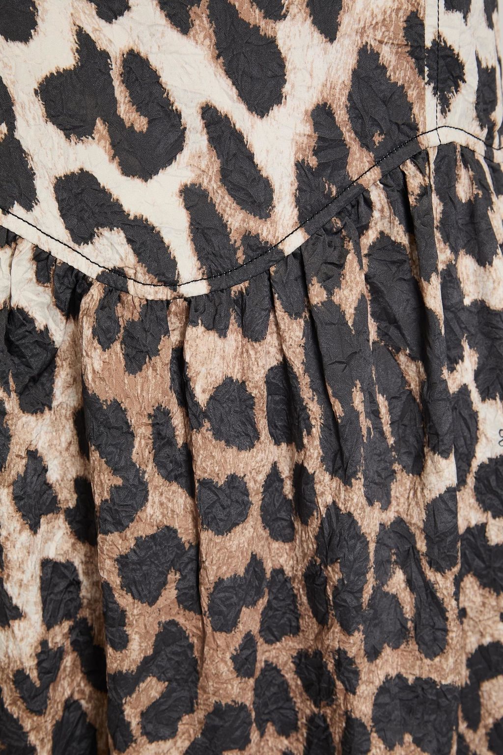 GANNI Leopard-print crinkled-satin midi dress | THE OUTNET