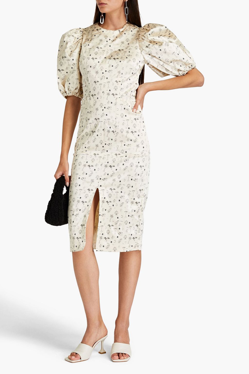 ROTATE BIRGER CHRISTENSEN Printed stretch-satin midi dress | THE OUTNET