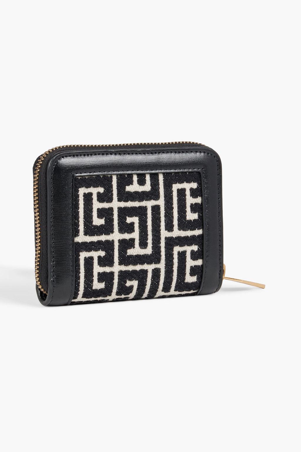 BALMAIN Leather-trimmed jacquard wallet | THE OUTNET