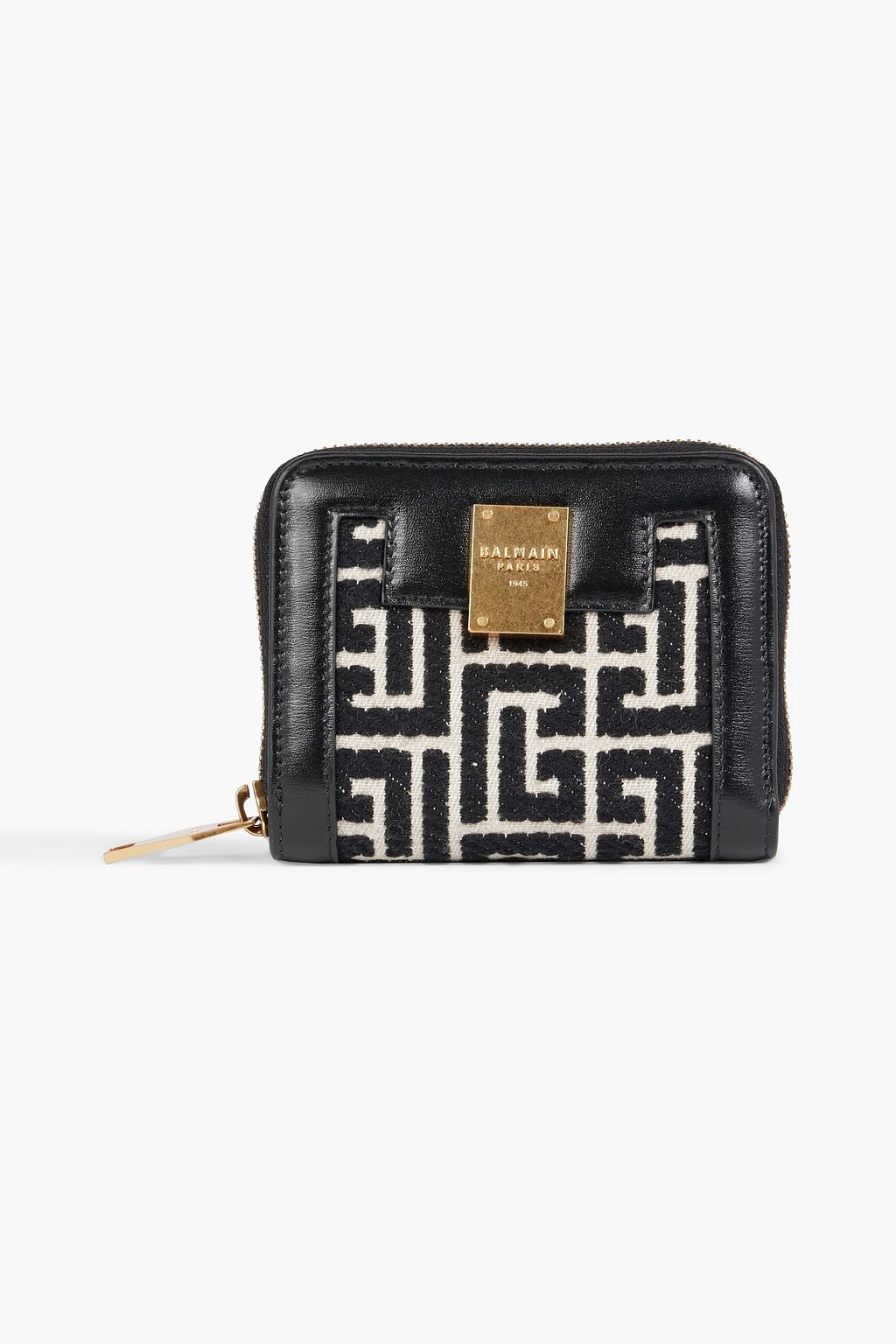 BALMAIN Leather-trimmed jacquard wallet | THE OUTNET