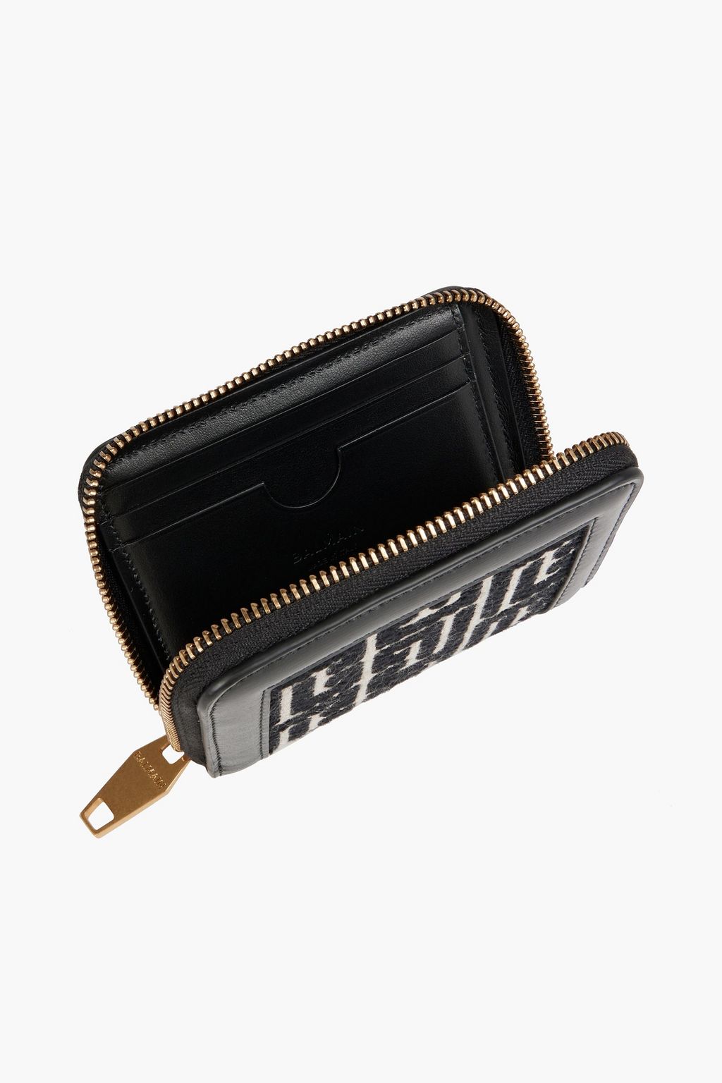 BALMAIN Leather-trimmed jacquard wallet | THE OUTNET