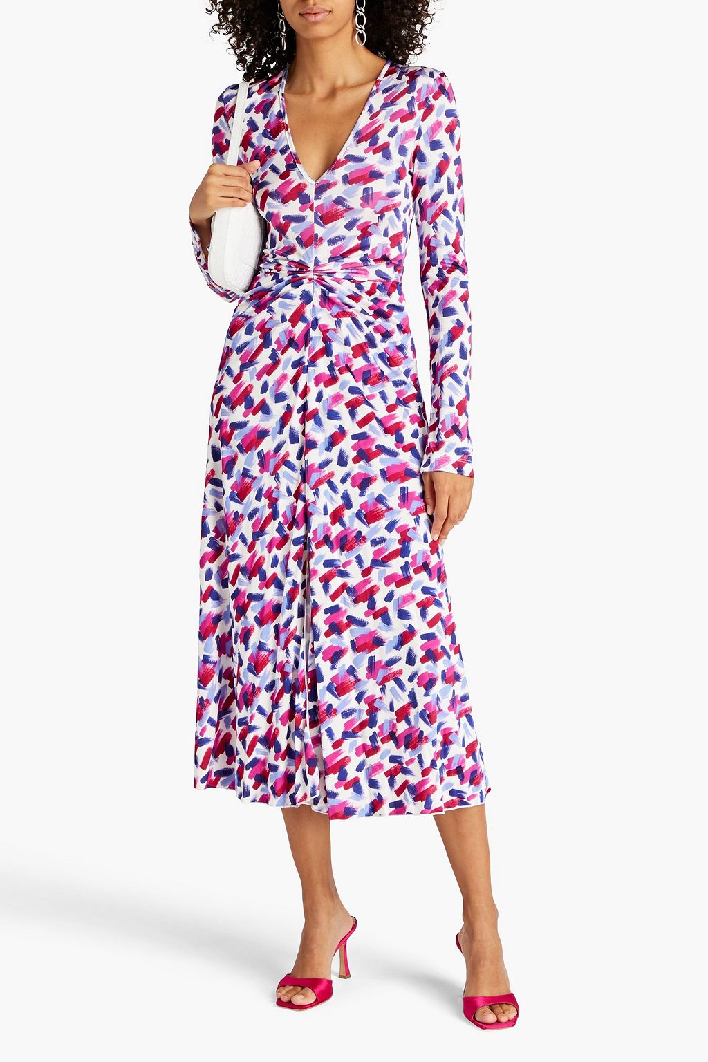 ROTATE BIRGER CHRISTENSEN Ruched printed satin-jersey midi dress | THE ...