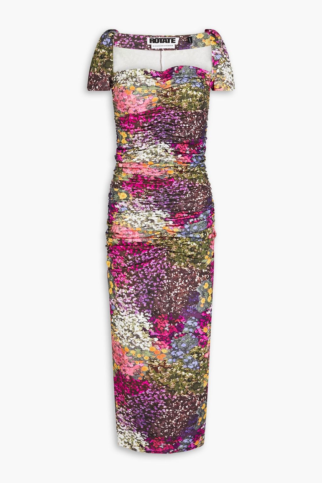 ROTATE BIRGER CHRISTENSEN Ruched floral-print stretch-jersey midi dress ...