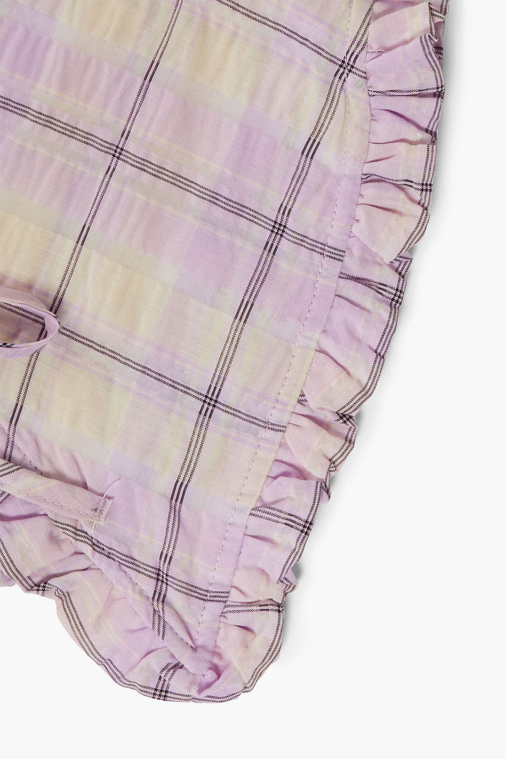 GANNI Checked organic cotton-blend seersucker collar | THE OUTNET