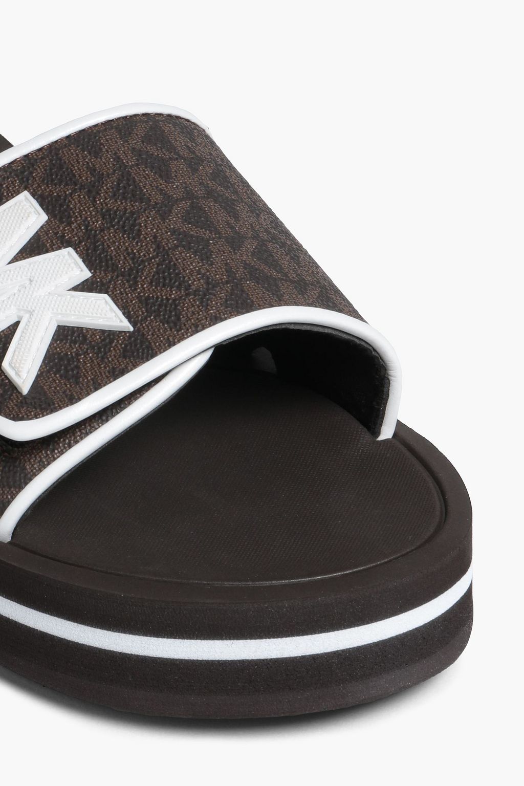 MICHAEL MICHAEL KORS Logo-print faux textured-leather slides | THE OUTNET