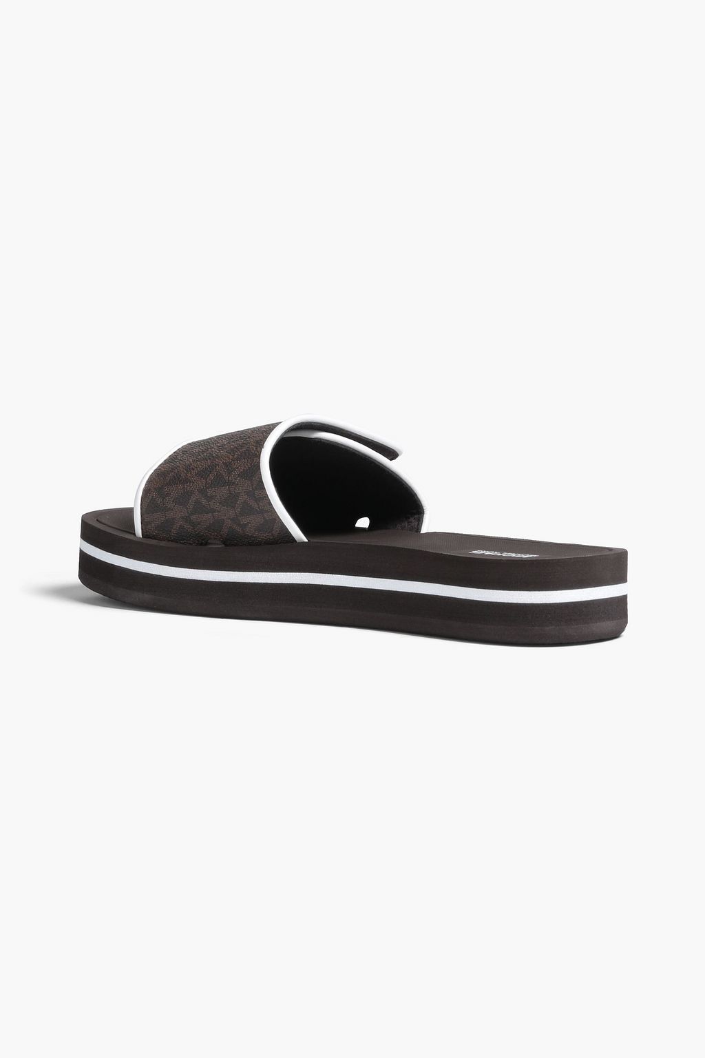 MICHAEL MICHAEL KORS Logo-print faux textured-leather slides | THE OUTNET
