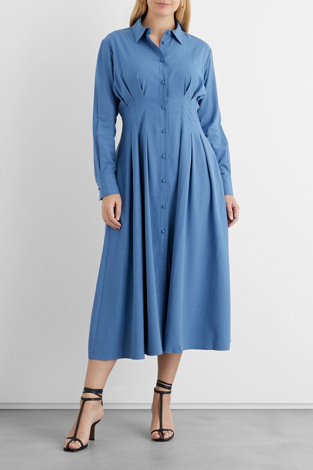 IRIS & INK Charlotte pleated Lyocell-blend midi shirt dress | THE OUTNET