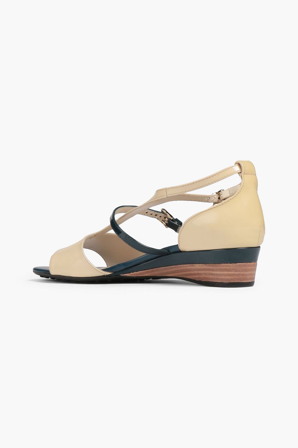TOD'S Two-tone patent-leather wedge sandals | THE OUTNET