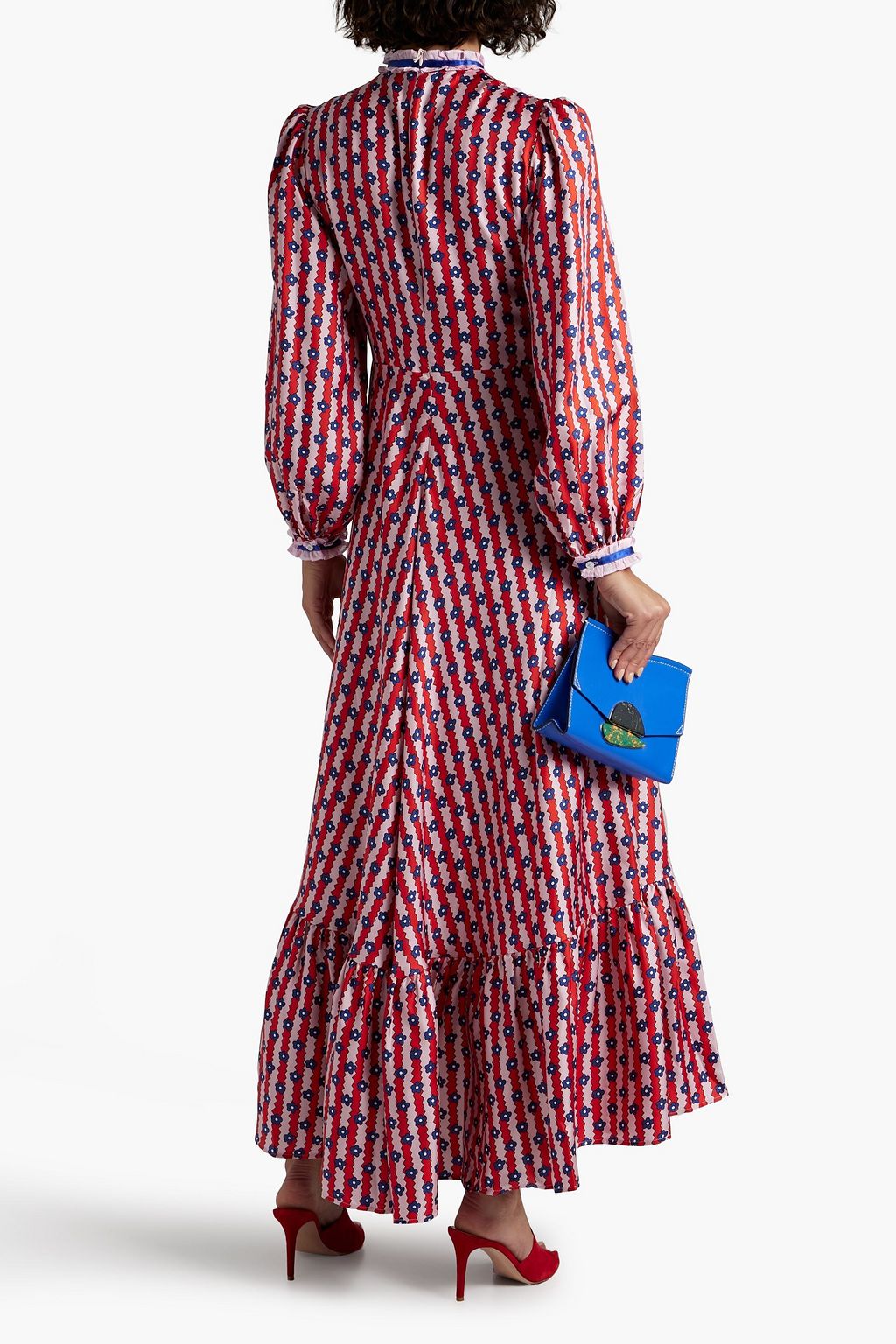 LISOU Gigi ruffled printed silk-twill maxi dress | THE OUTNET