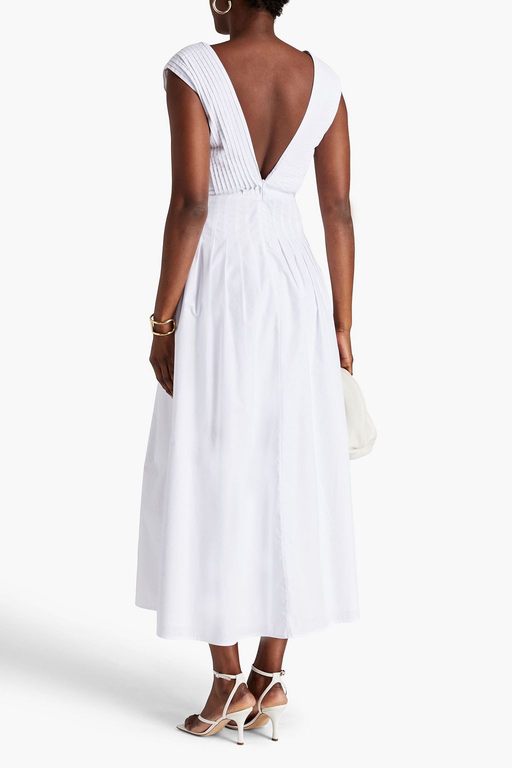 RACHEL GILBERT Peta embellished pleated chambray maxi dress | THE OUTNET