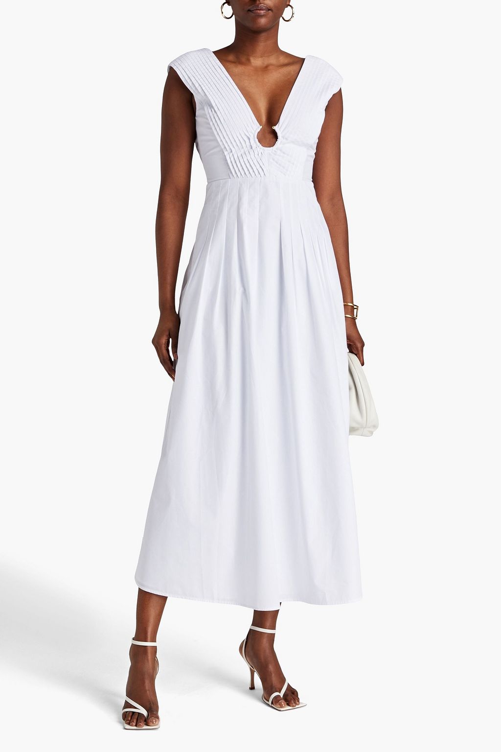 RACHEL GILBERT Peta embellished pleated chambray maxi dress | THE OUTNET