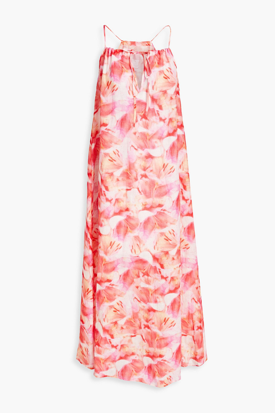 120% Floral-print Linen Maxi Slip Dress In Multi | ModeSens