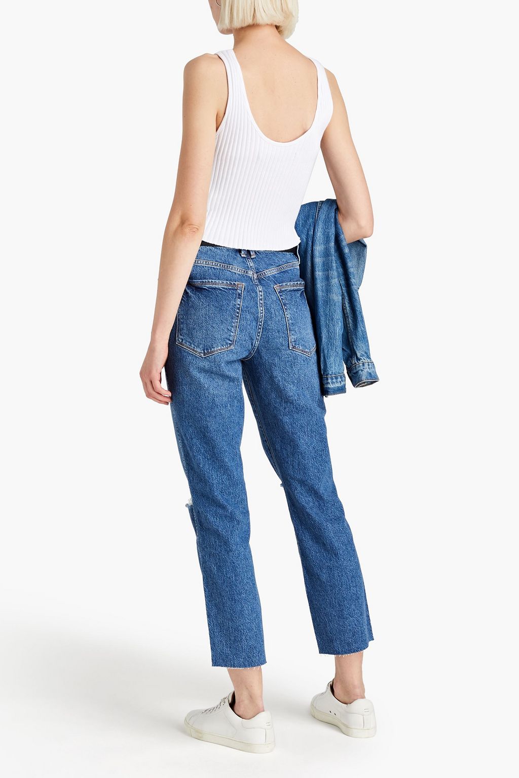 GOOD AMERICAN Distressed high-rise straight-leg jeans | THE OUTNET