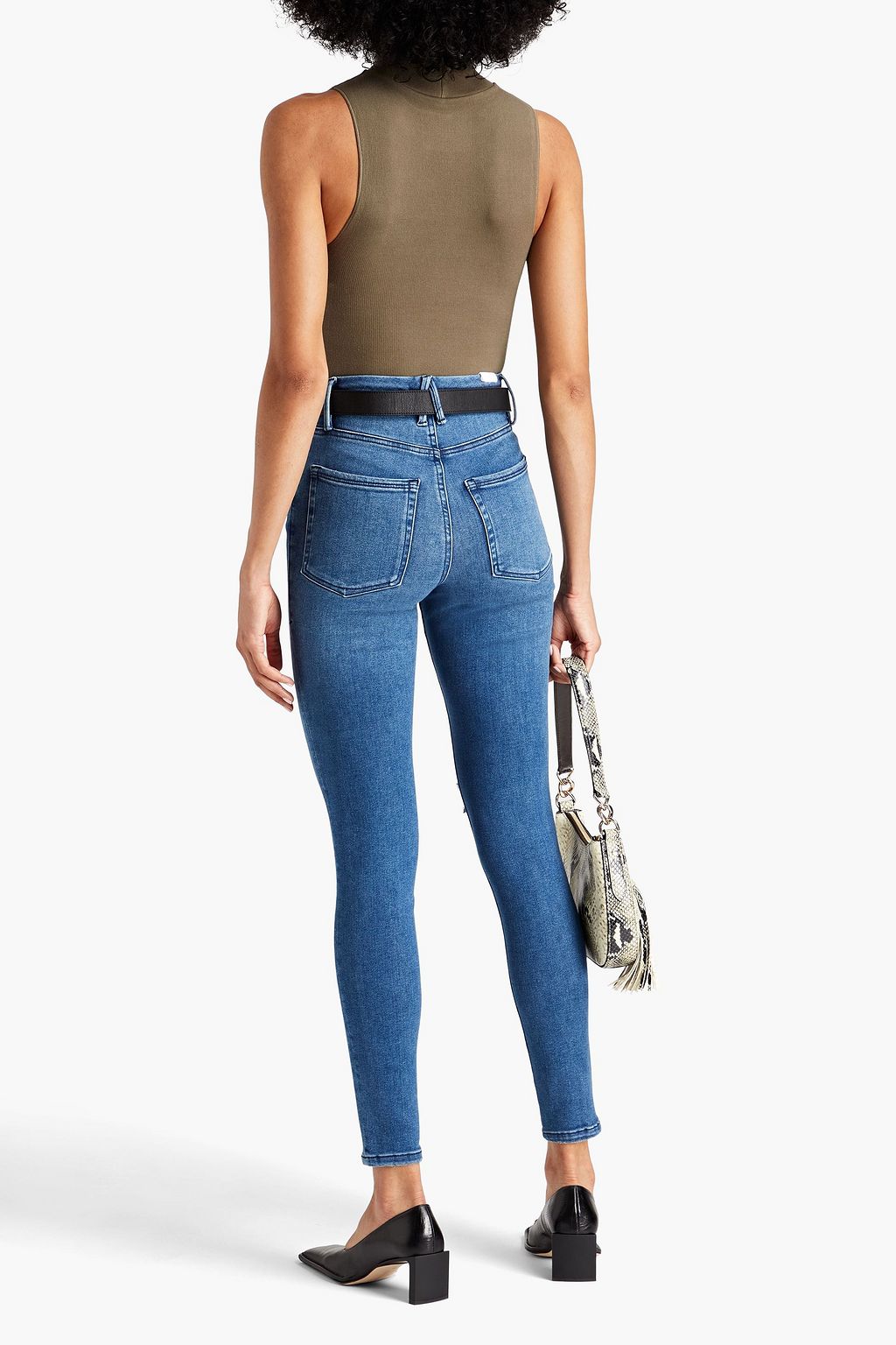 GOOD AMERICAN Always Fits Good Waist distressed high-rise skinny jeans ...