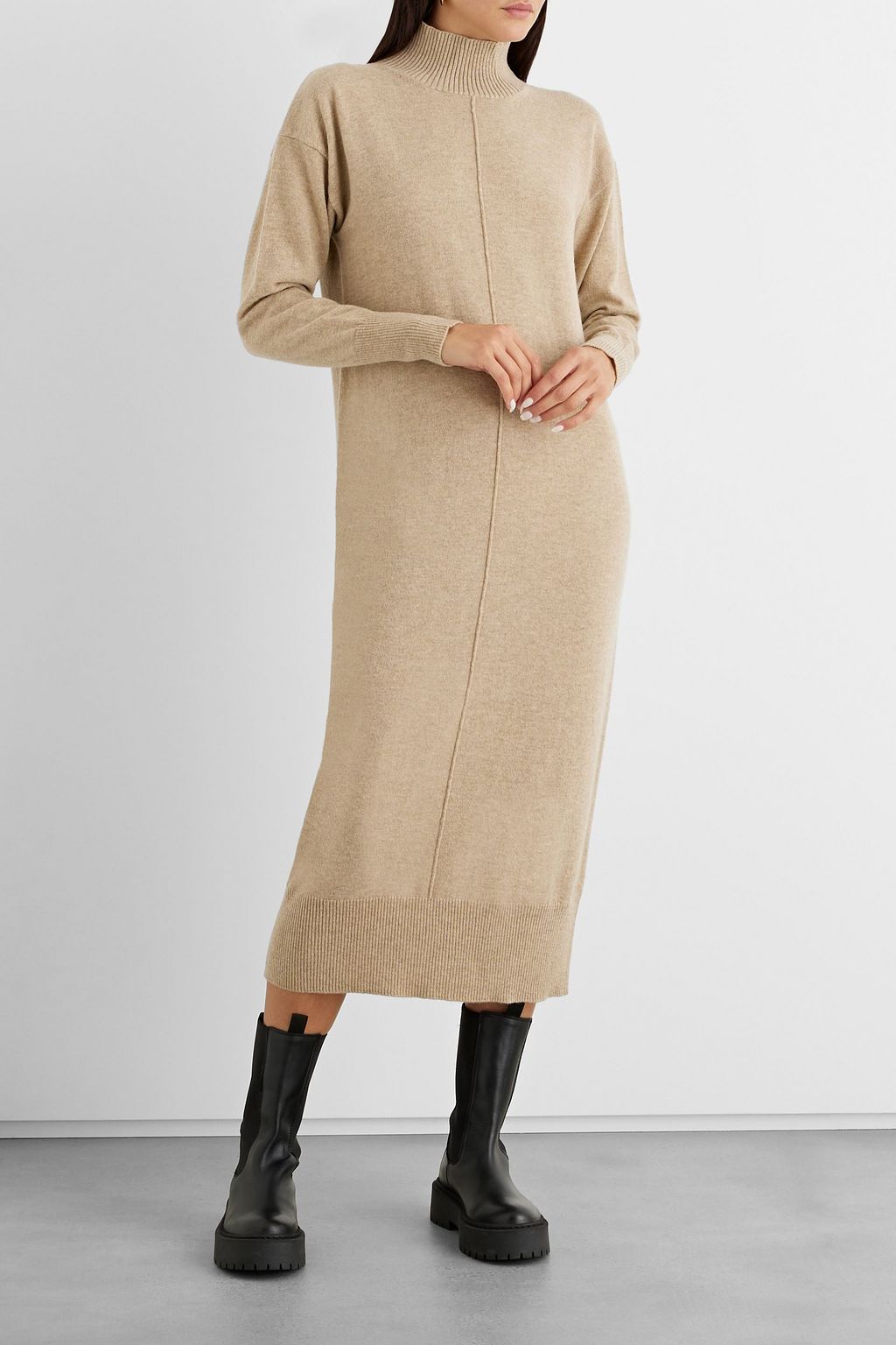 IRIS & INK Scarlett mélange wool turtleneck midi dress | THE OUTNET