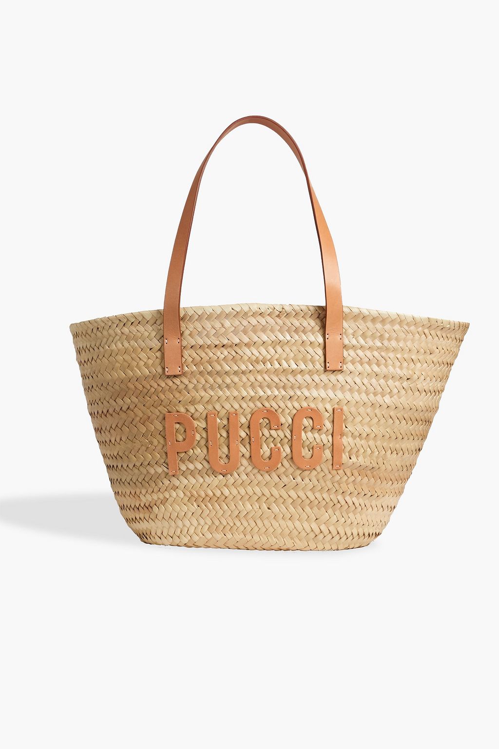 PUCCI Leather-trimmed raffia tote | THE OUTNET