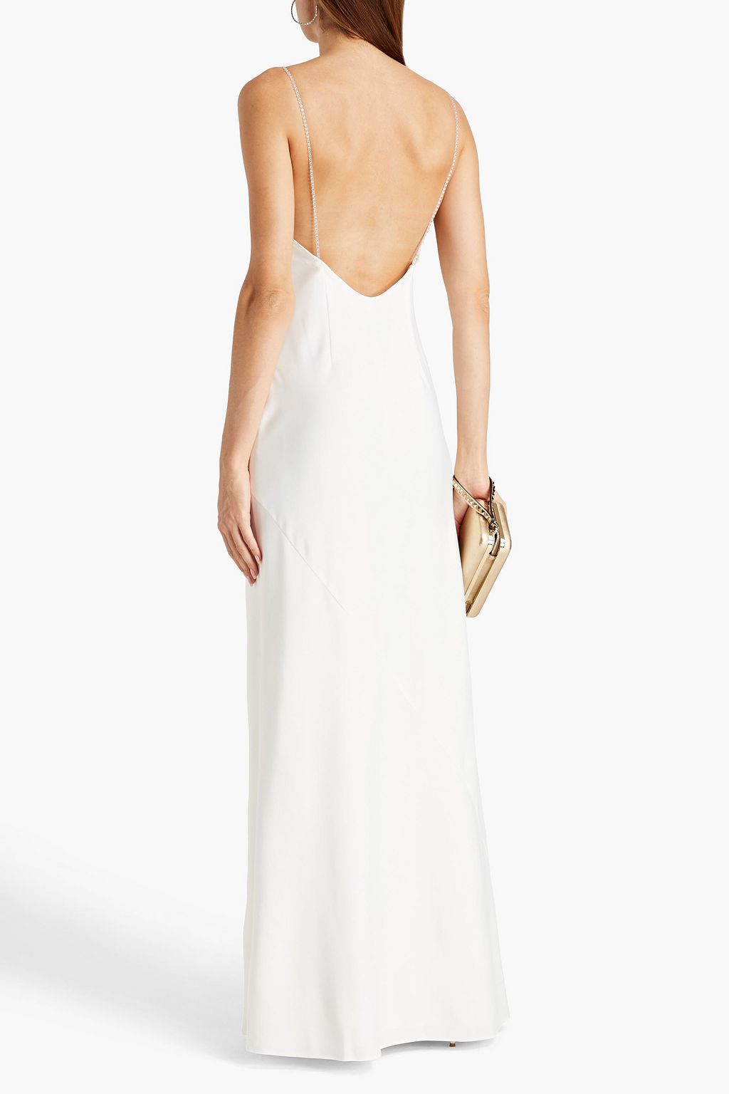 AIDAN MATTOX Crystal-embellished draped stretch-satin gown | THE OUTNET