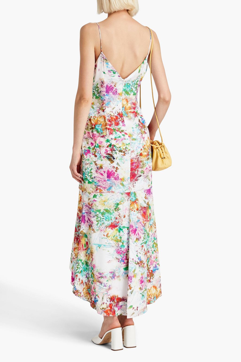 Aidan Mattox Asymmetric Printed Satin Midi Dress The Outnet