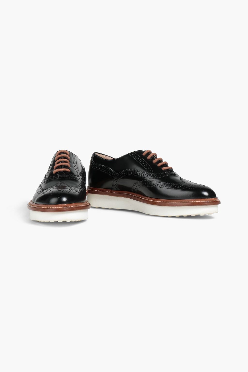 TOD'S Perforated glossed-leather platform brogues | THE OUTNET