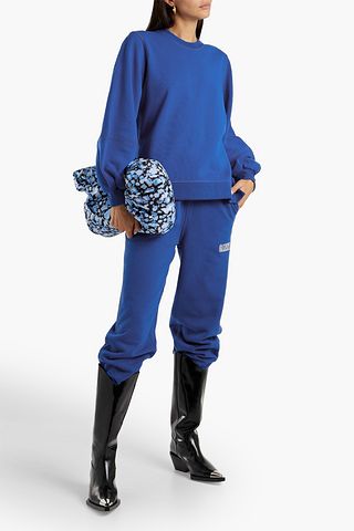 GANNI Embroidered cotton-blend fleece sweatshirt | THE OUTNET