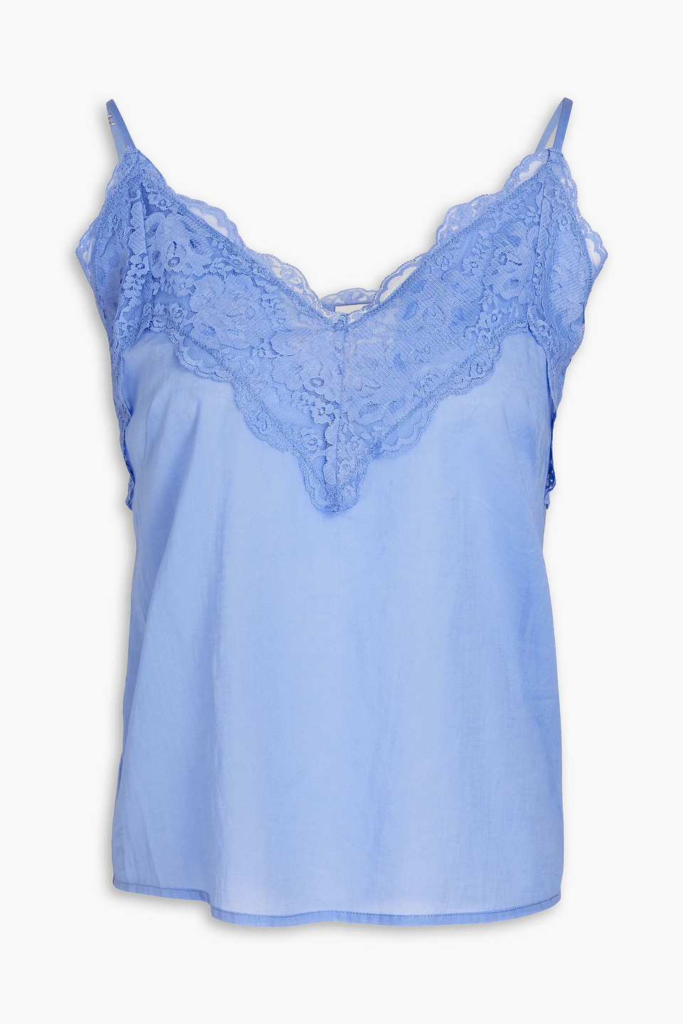 Zimmermann Lace-trimmed Cotton-mousseline Camisole In Light Blue | ModeSens