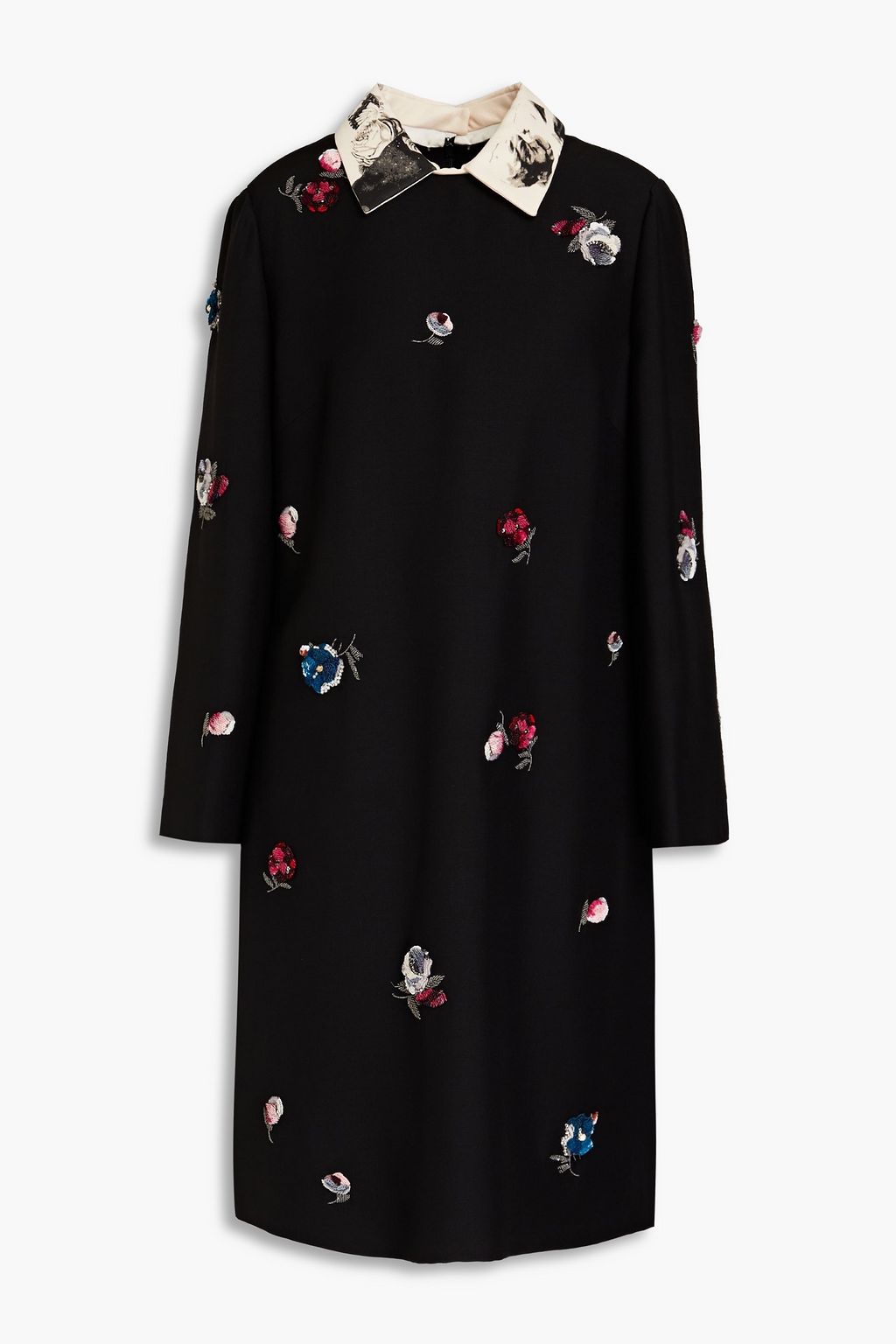 Valentino Garavani Embellished Wool And Silk Blend Crepe Dress The Outnet