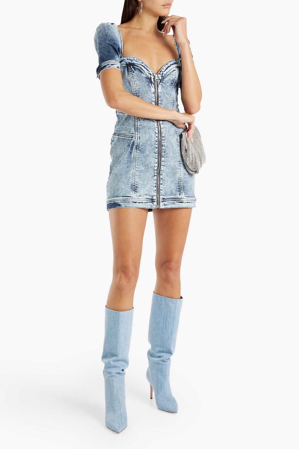 RETROFÊTE Janie acid-wash denim mini dress | THE OUTNET