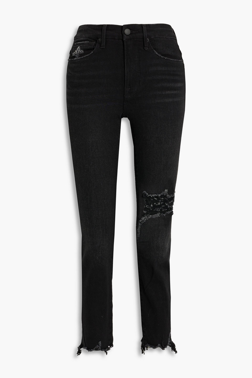 Good American Good Legs Distressed High-rise Skinny Jeans In Black ...