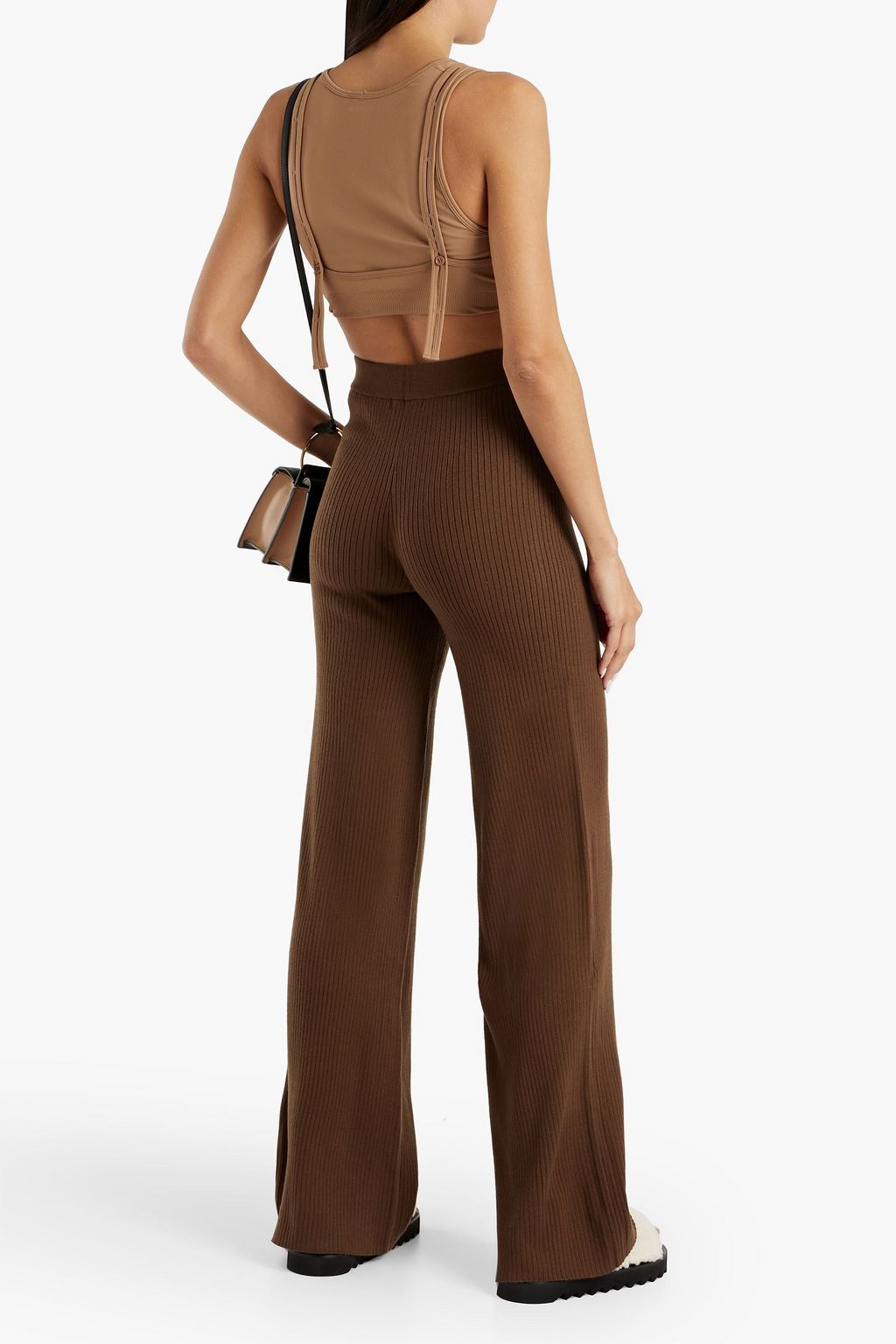 GOOD AMERICAN Ribbed-knit wide-leg pants | THE OUTNET