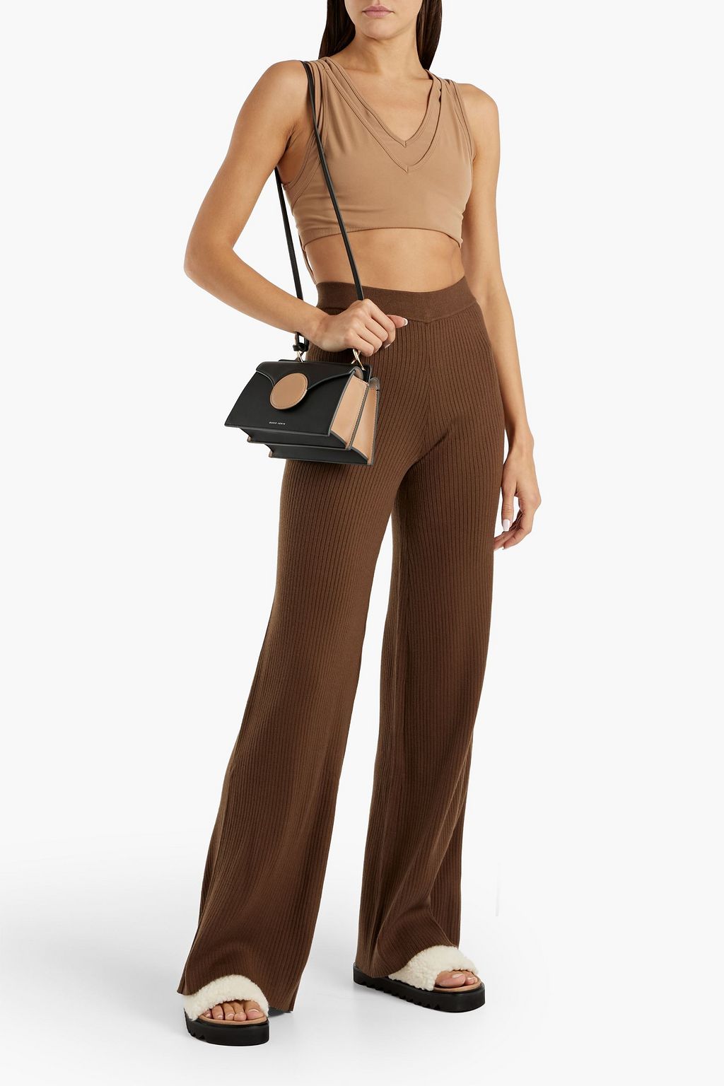 GOOD AMERICAN Ribbed-knit wide-leg pants | THE OUTNET