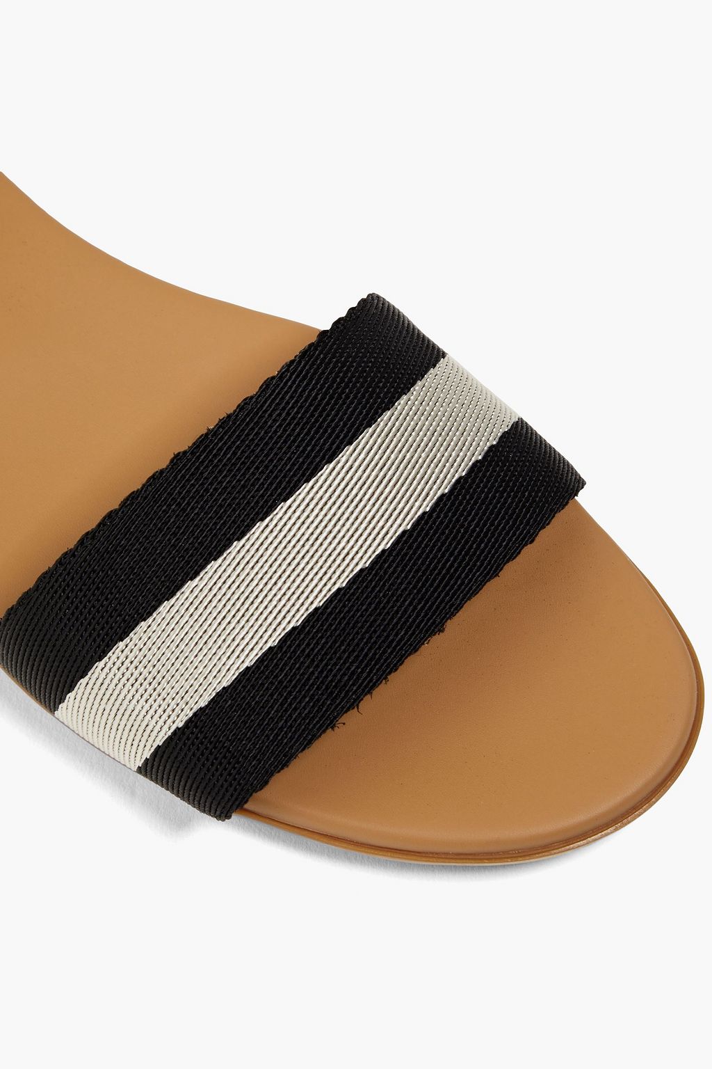 BALLY Shiba striped canvas and patent-leather sandals | THE OUTNET