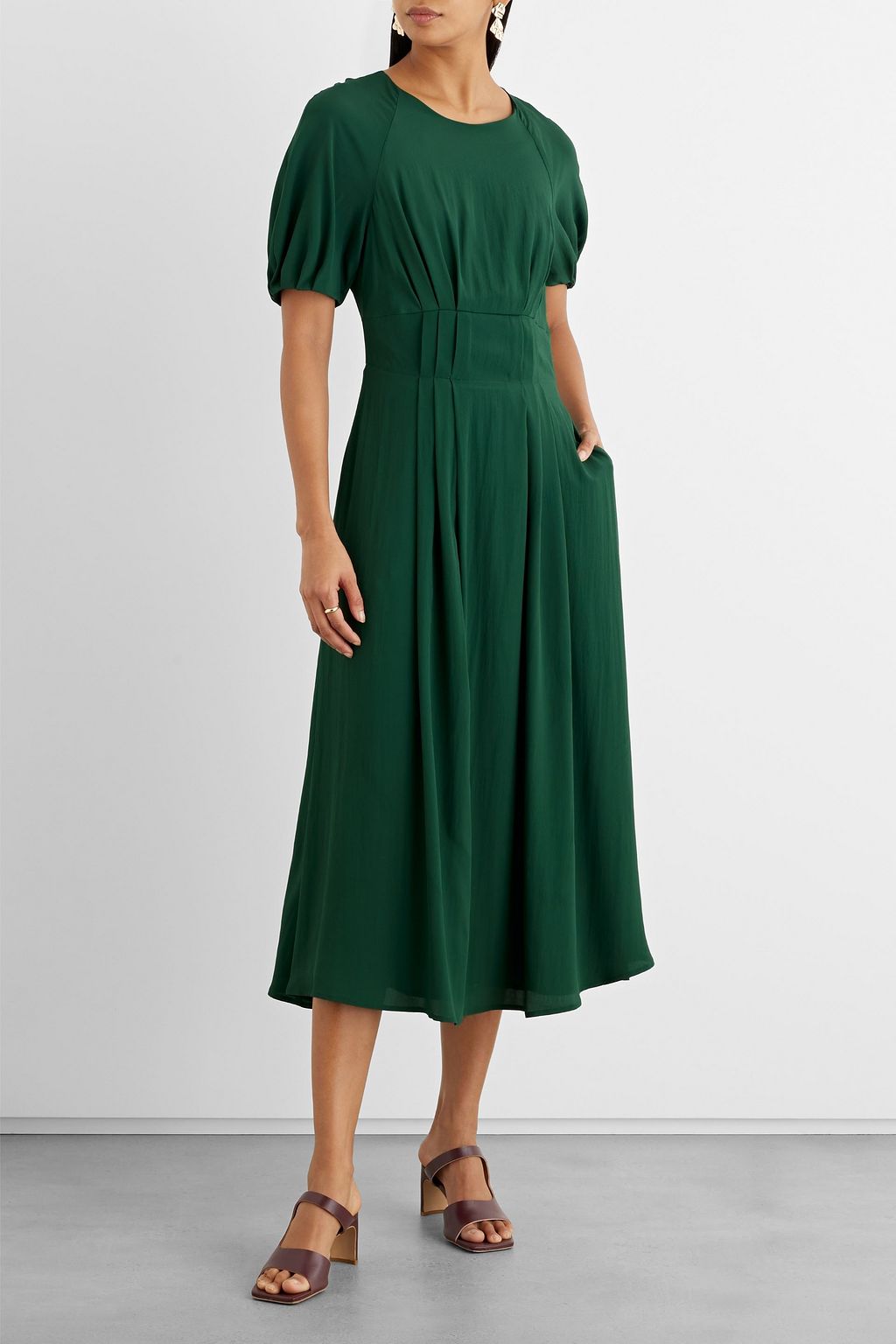 IRIS & INK Heather pleated crepe midi dress | THE OUTNET