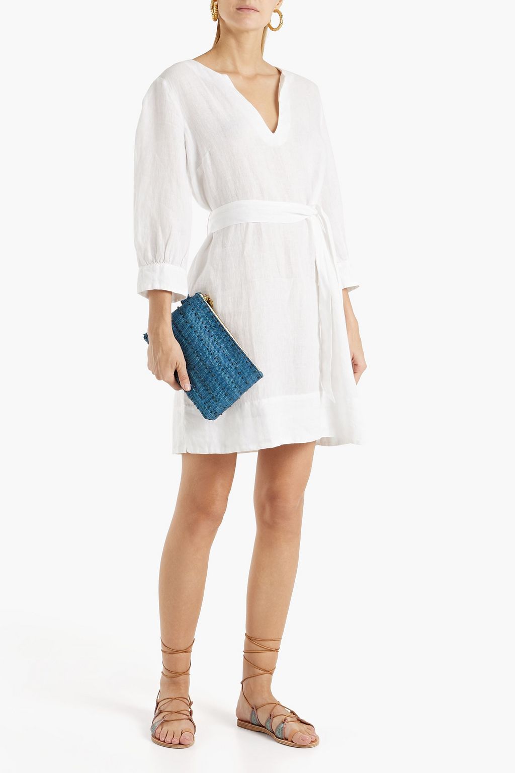 120% LINO Belted flax mini dress | THE OUTNET