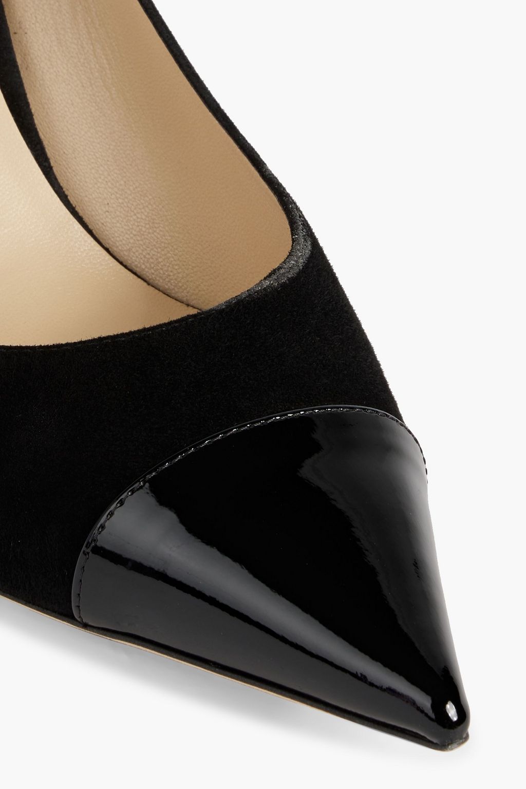 JIMMY CHOO Rene 65 patent leather-trimmed suede pumps | THE OUTNET