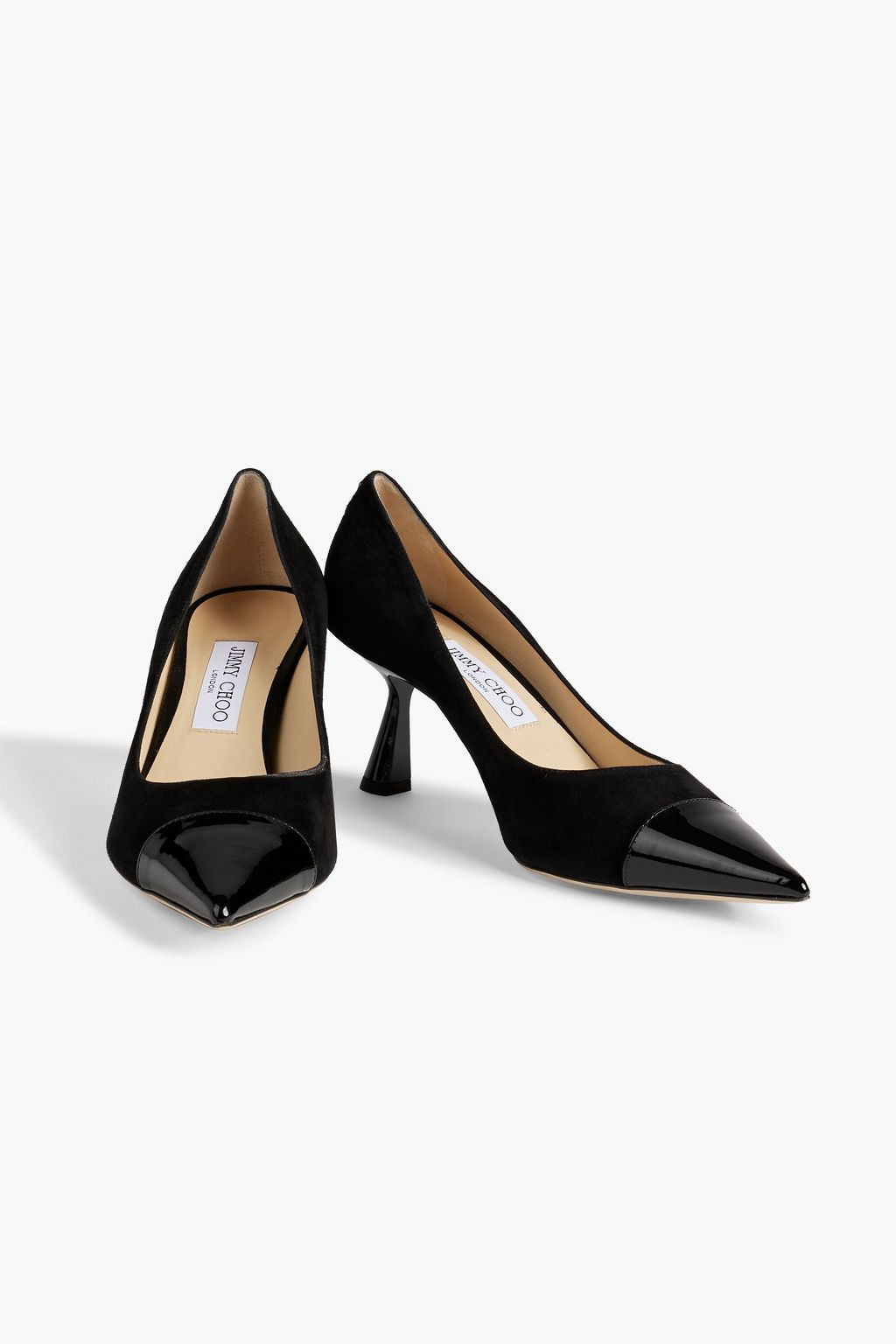 JIMMY CHOO Rene 65 patent leather-trimmed suede pumps | THE OUTNET