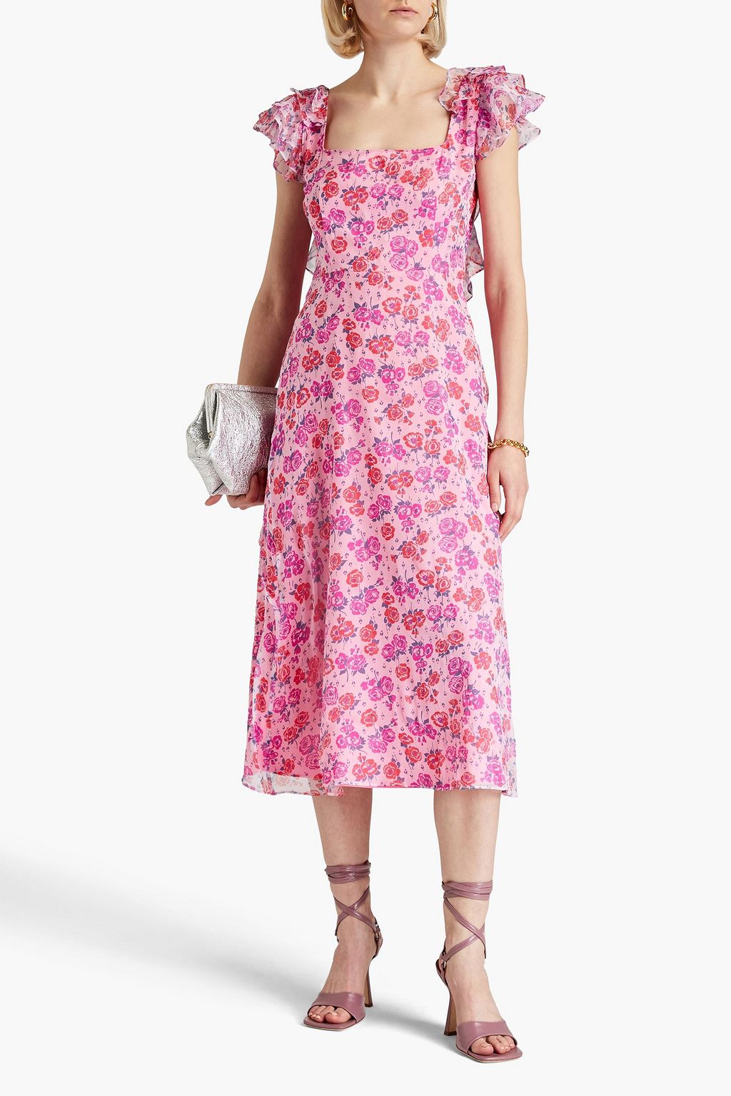 HVN Kathryn floral-print silk-chiffon midi dress | THE OUTNET