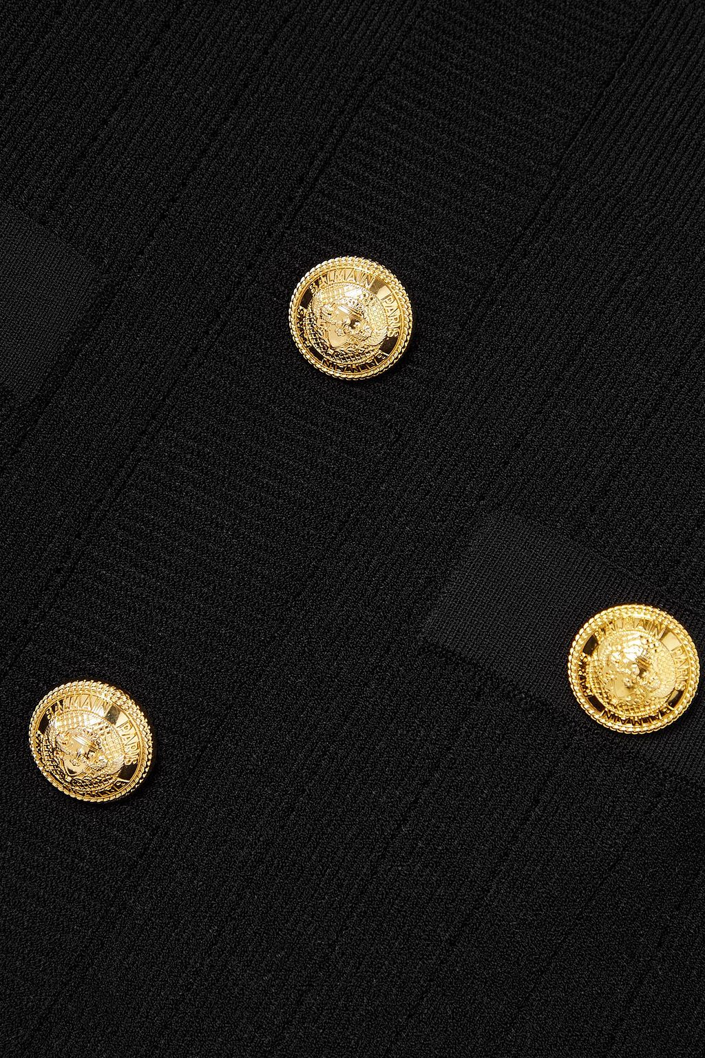 BALMAIN Off-the-shoulder button-embellished knitted mini dress | THE OUTNET